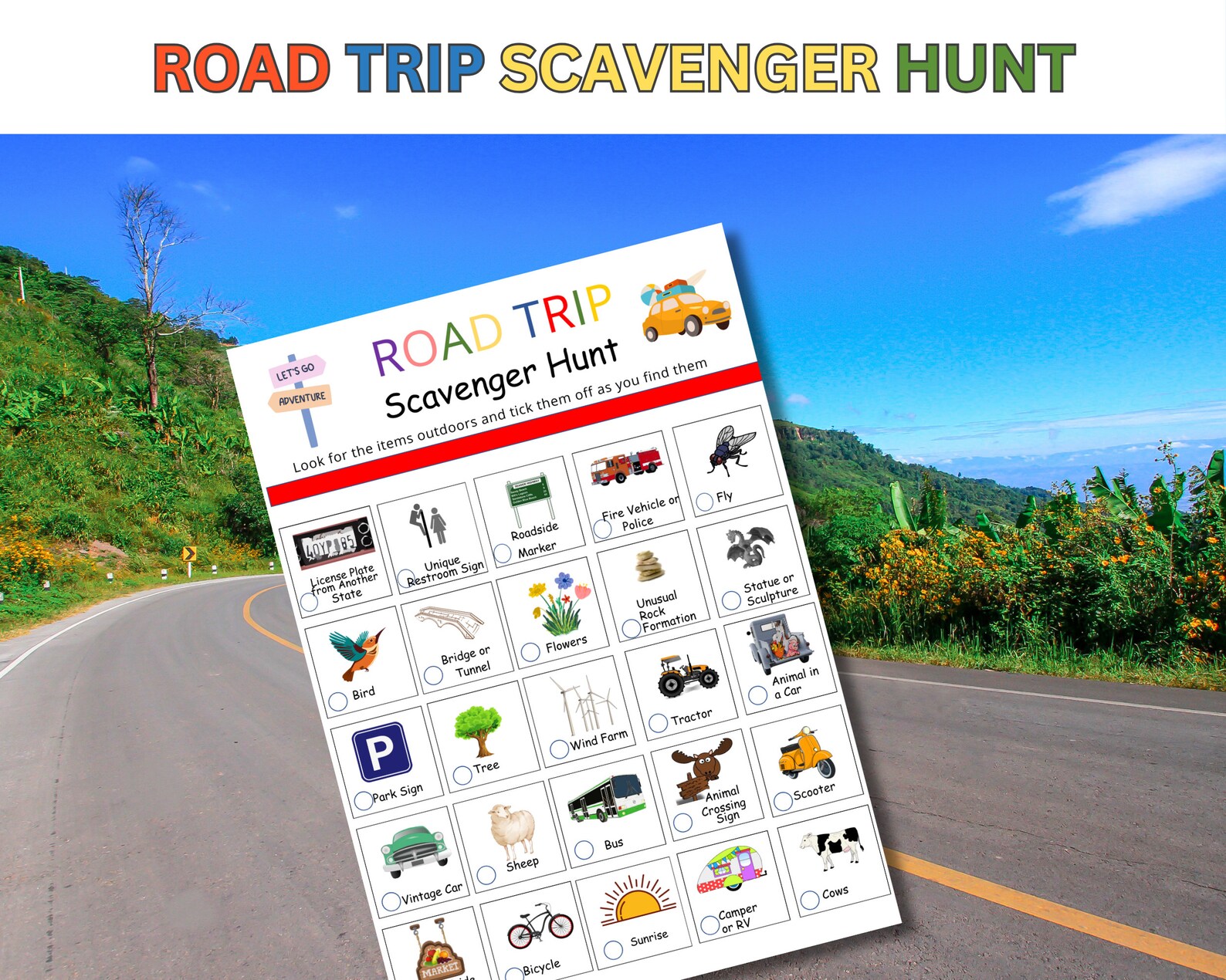 Family Vacation Scavenger Hunt, Kids Road Trip Games Printable, Family ...