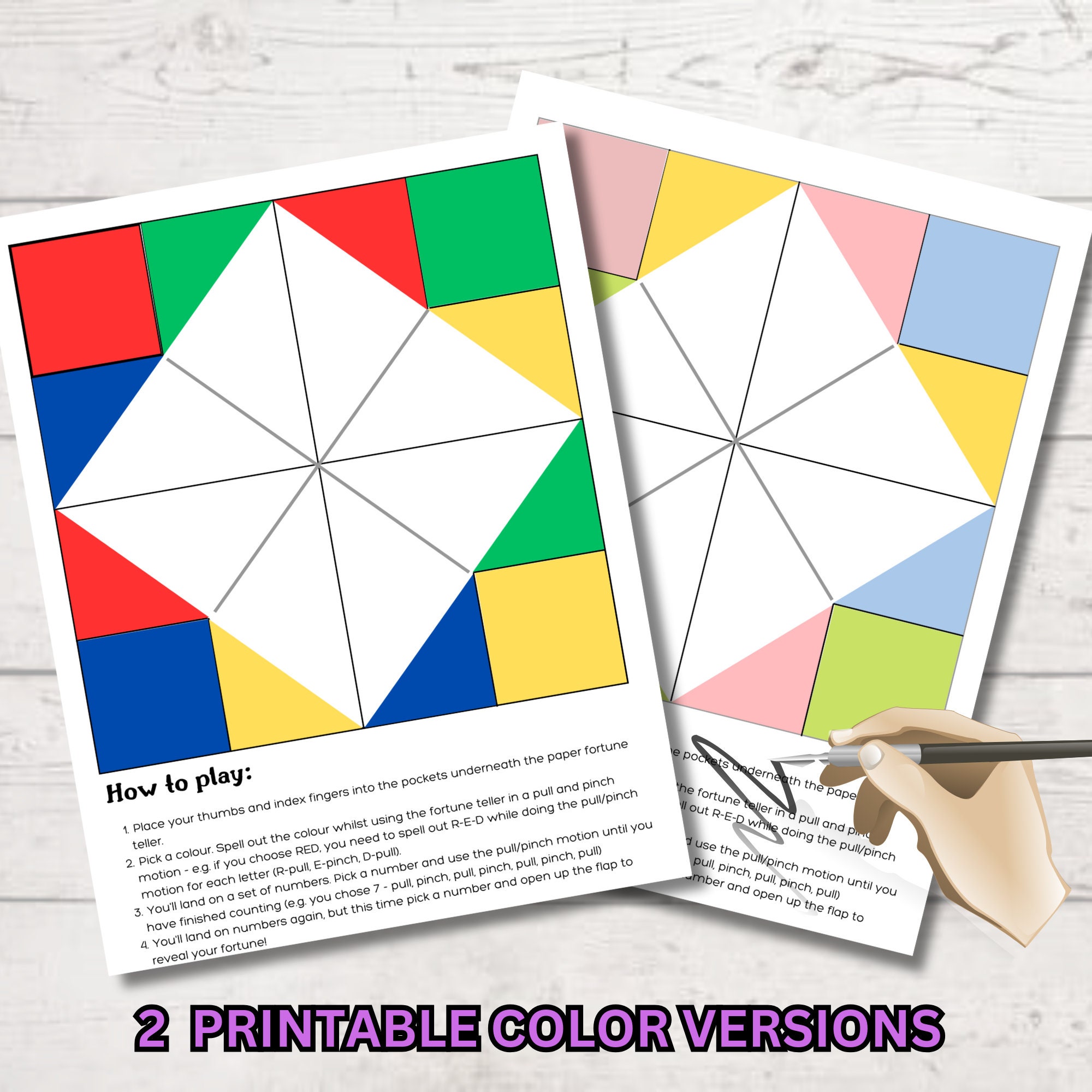 Printable Paper Fortune Teller, Origami Cootie Catcher, Chatter Box ...