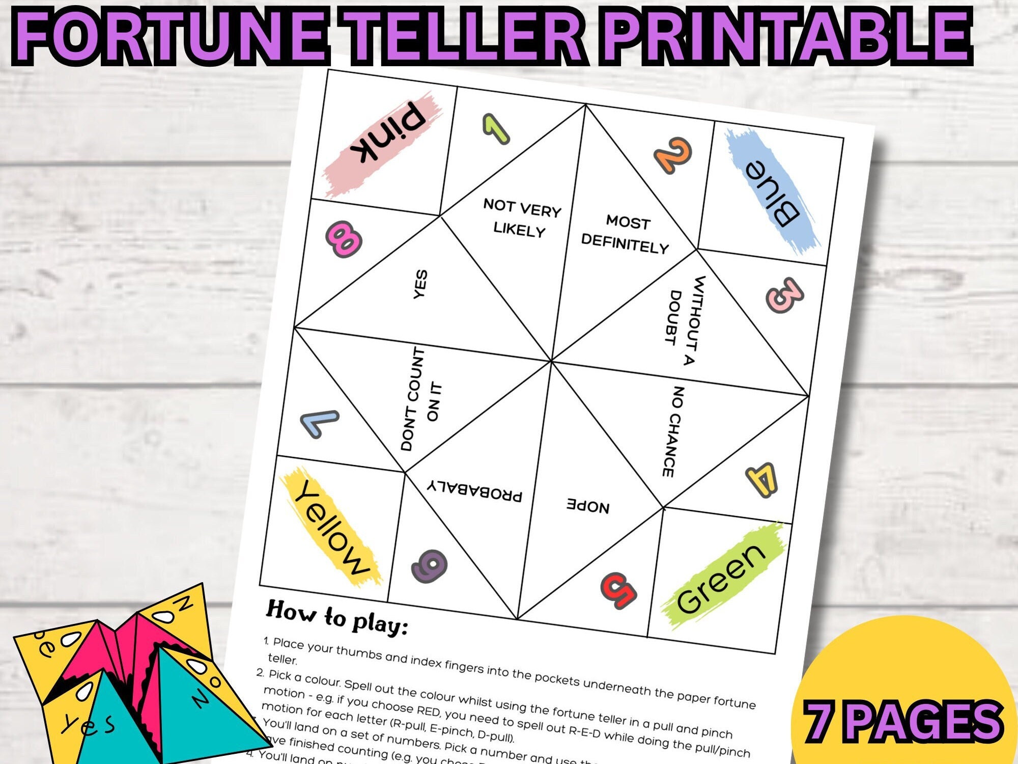 Printable Paper Fortune Teller, Origami Cootie Catcher, Chatter Box ...