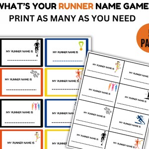What's Your Runner Name Game, NAME TAGS + SIGN, Athletics Themed Sports ...