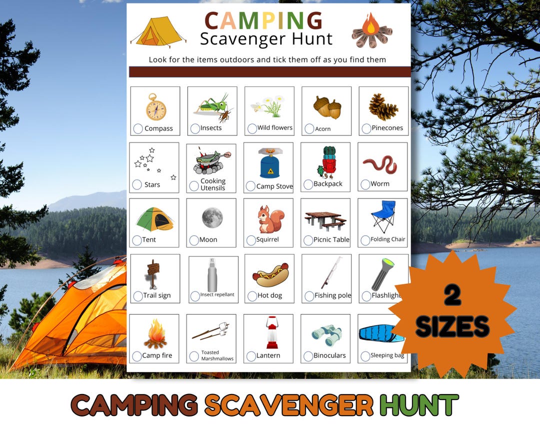 Printable Camping Scavenger Hunt, Outdoor Camp Game Activity for Kids ...