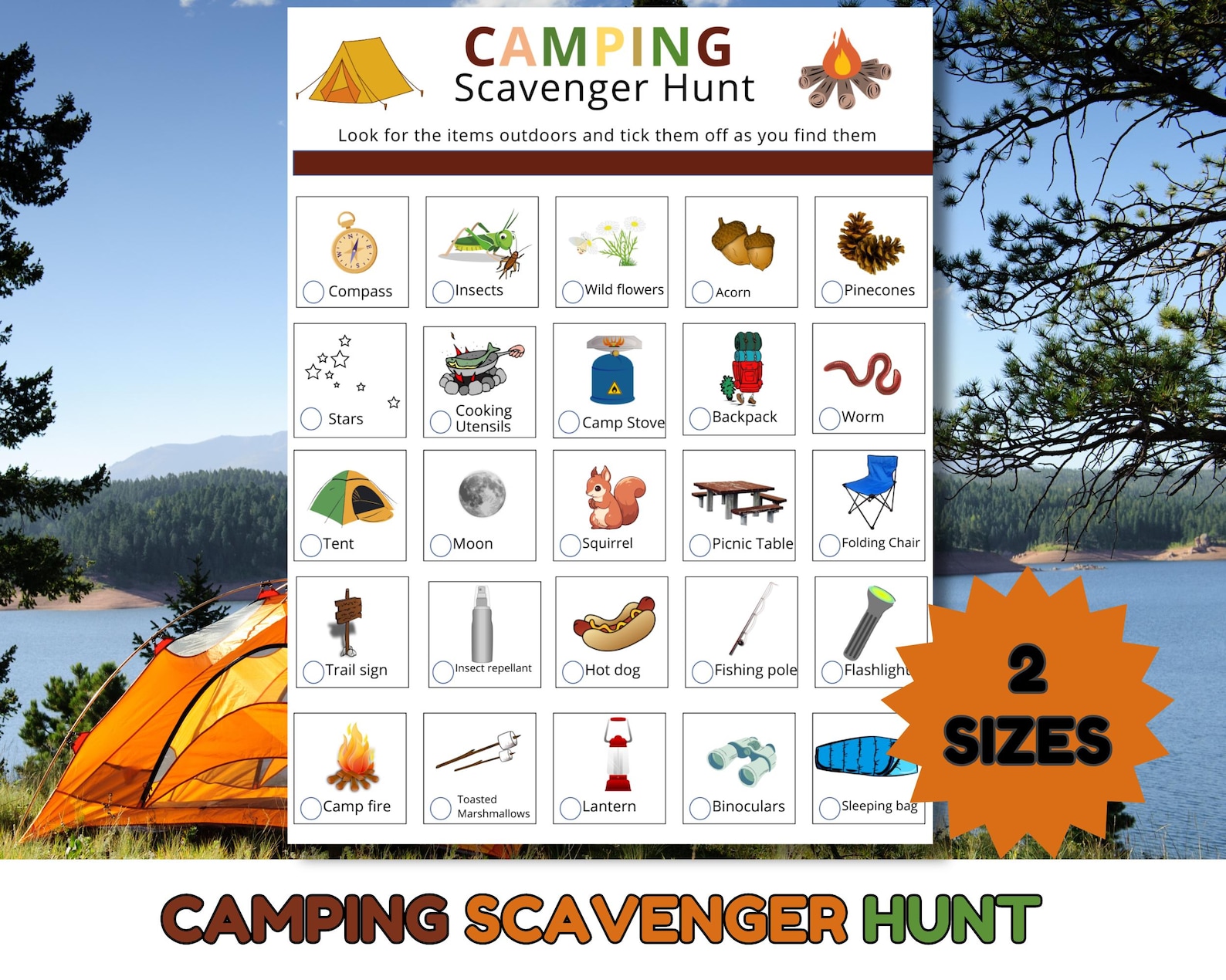 Printable Camping Scavenger Hunt, Outdoor Camp Game Activity for Kids ...
