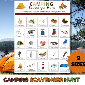 Printable Camping Scavenger Hunt, Outdoor Camp Game Activity for Kids ...
