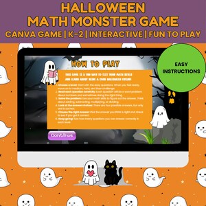 Halloween Monster Math Game, Canva Interactive Game, K-2 Educational ...