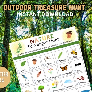 Printable Nature Scavenger Hunt, Outdoor Nature Walk, Treasure Hunt ...