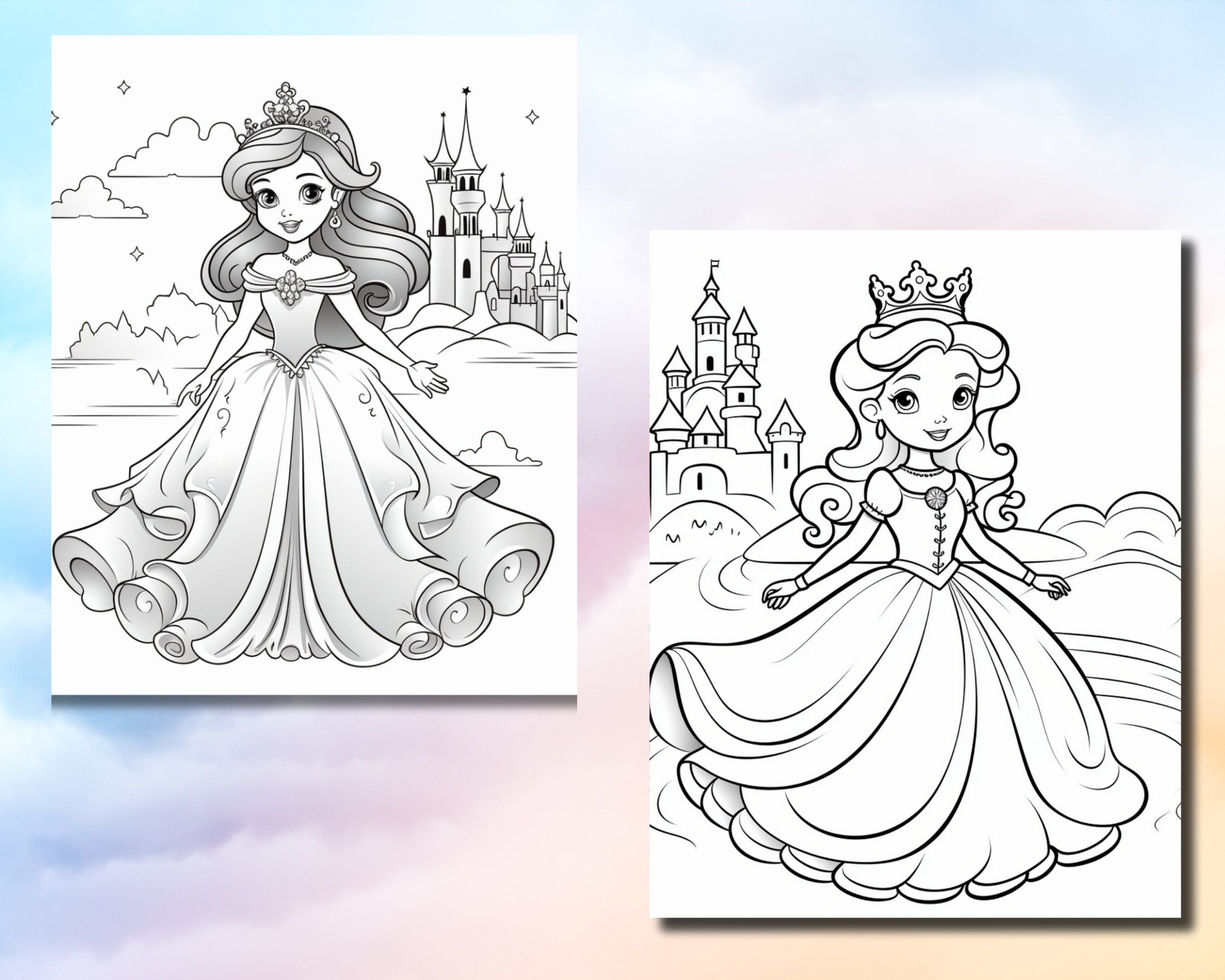 Princess Coloring Book, Printable Princess Posters, Princess Party ...