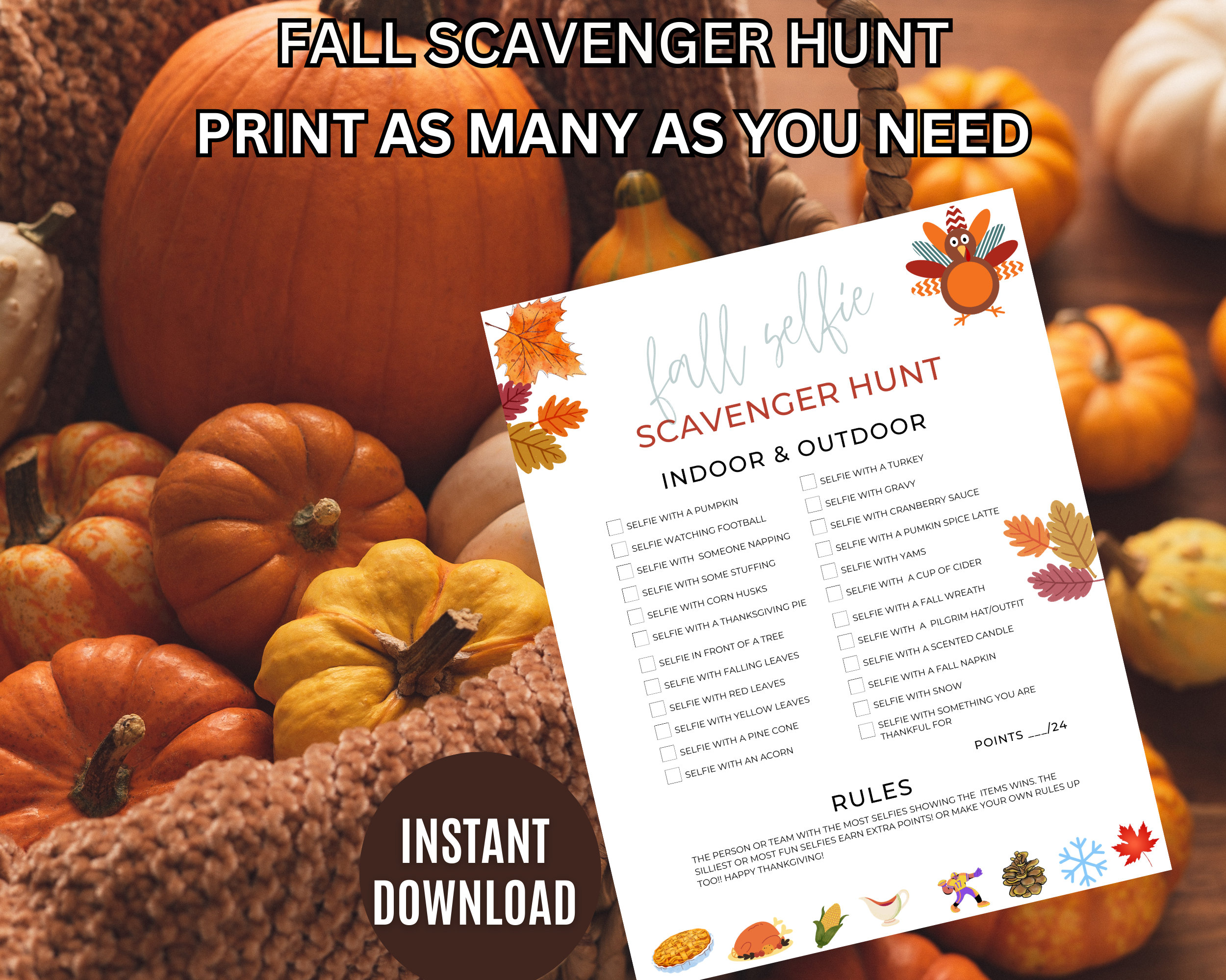 Thanksgiving Scavenger Hunt, Photo Hunt, Thanksgiving Family Activity ...