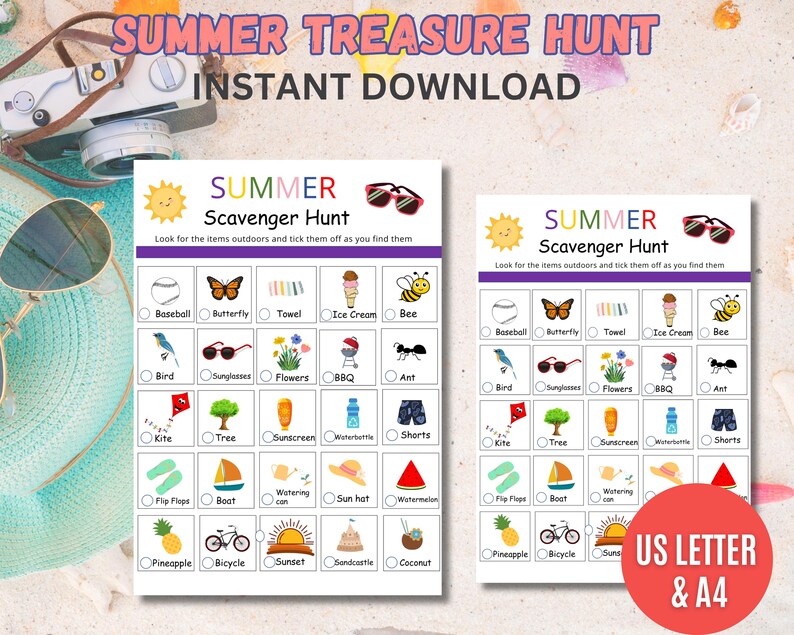 Printable Summer Scavenger Hunt, Outdoor Activity for Kids, Nature ...
