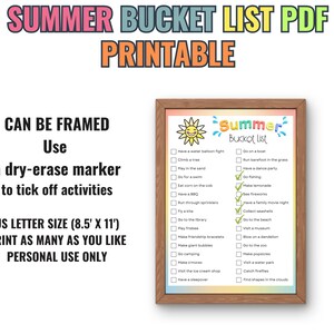 Summer Bucket List Printable, Summer Checklist, Fun Summer Activities ...