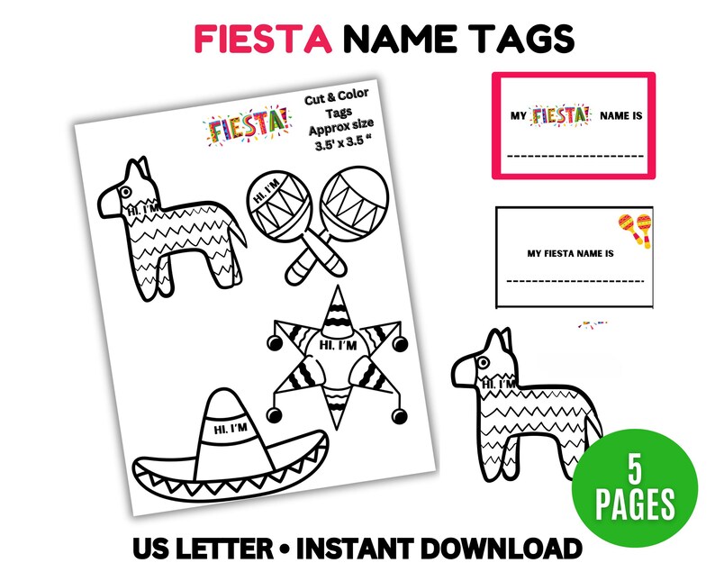 What's Your Fiesta Name Game NAME TAGS + SIGN, Cinco De Mayo Party Game ...