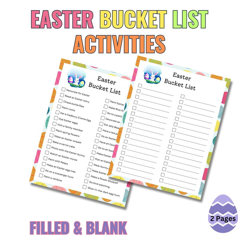 Easter Bucket List Printable, Easter Checklist, Fun Easter Activities ...