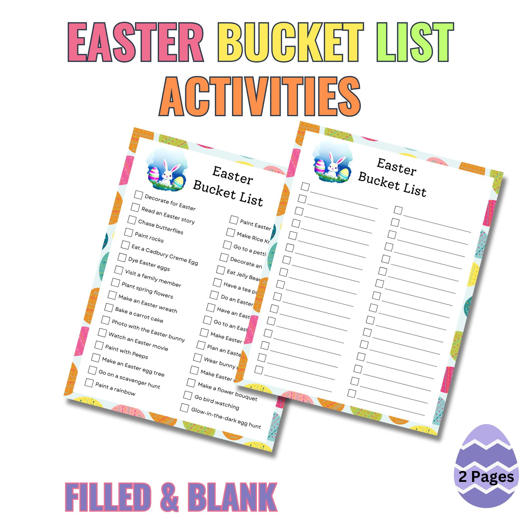 Easter Bucket List Printable, Easter Checklist, Kids Bucket List ...
