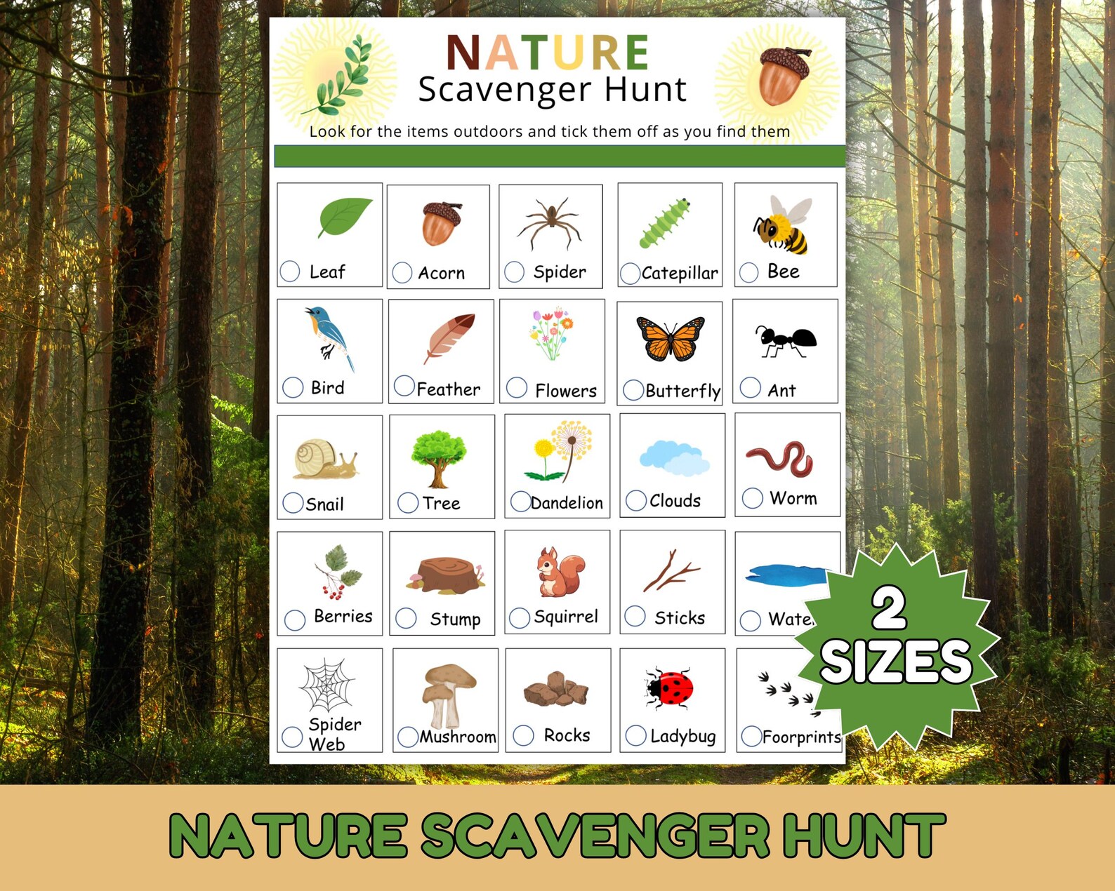 Printable Nature Scavenger Hunt, Outdoor Nature Walk, Treasure Hunt ...