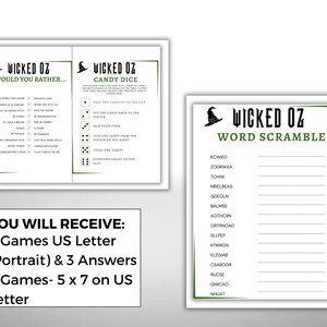 Wicked Oz Themed Games Bundle, Wicked Movie Musical Themed Party ...