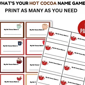What's Your Hot Cocoa Name Game NAME TAGS + SIGN, Hot Cocoa Bar Decor ...