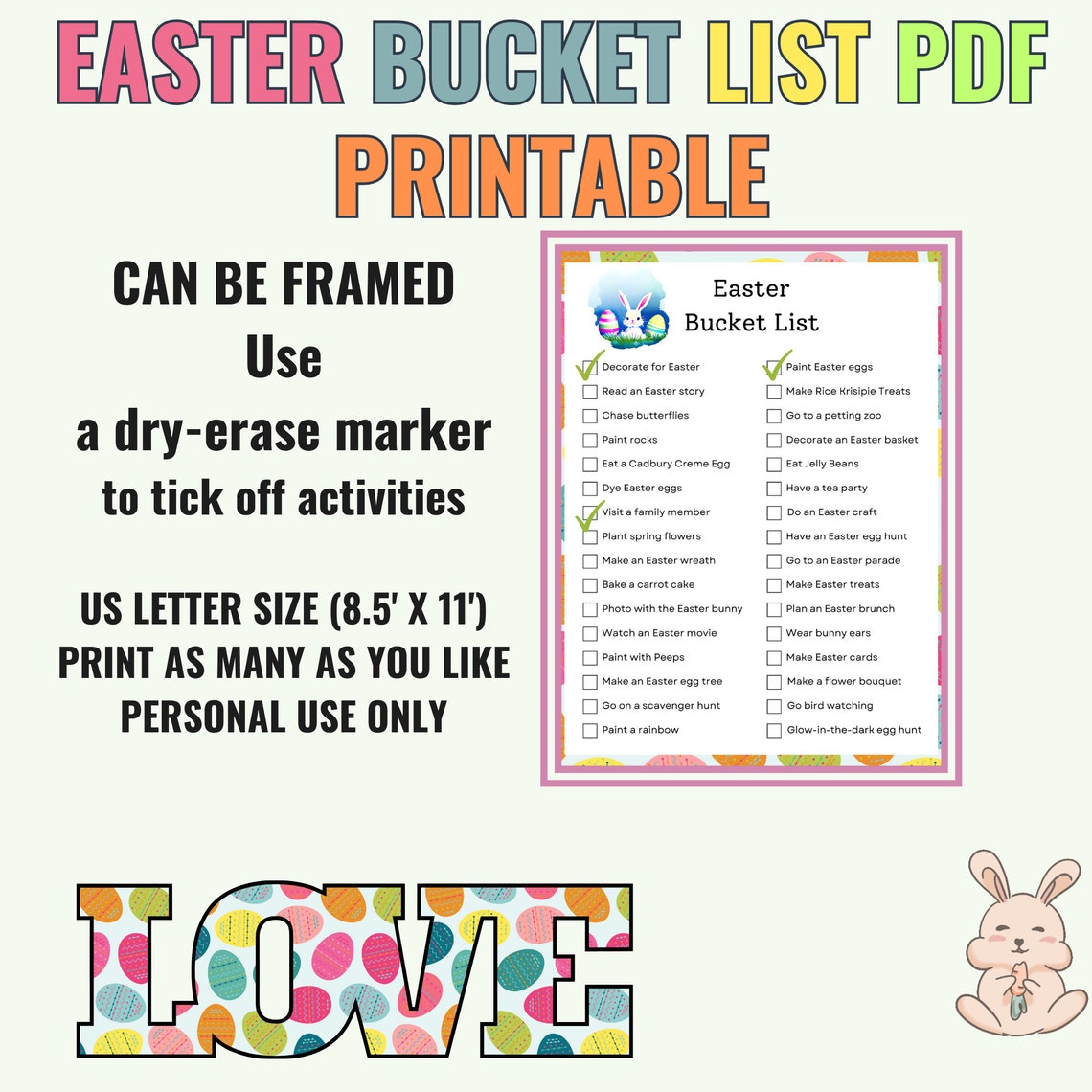 Easter Bucket List Printable, Easter Checklist, Fun Easter Activities ...