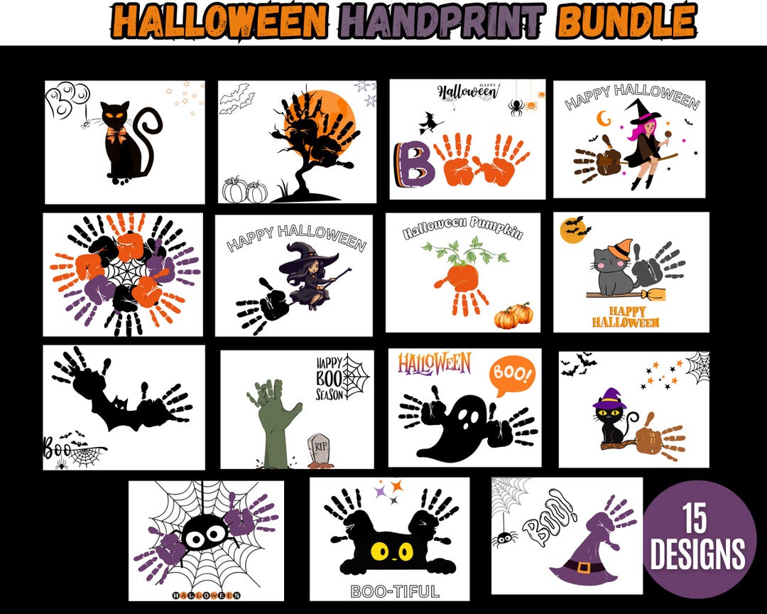 Halloween Handprint Art Bundle, Halloween Activity, Daycare Handprint ...