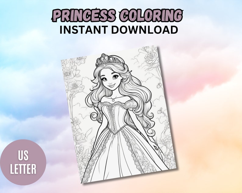 Princess Coloring Book, Printable Princess Posters, Princess Party ...