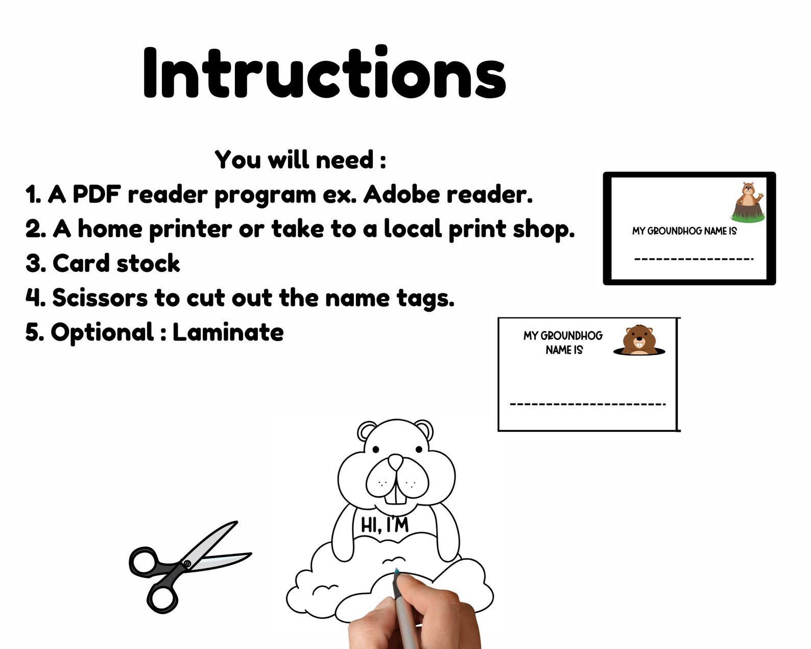 What's Your Groundhog Name Game NAME TAGS + SIGN, Punxsutawney Phil ...