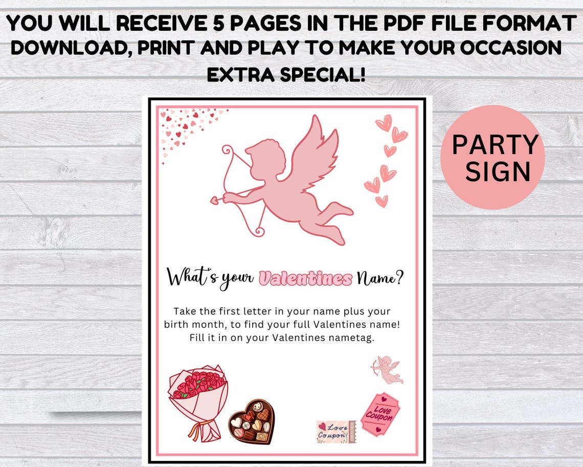 What's Your Valentine Name Game, NAME TAGS + SIGN, Valentines Activity ...