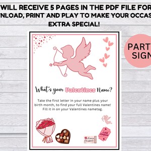 What's Your Valentine Name Game, NAME TAGS + SIGN, Valentine Activity ...