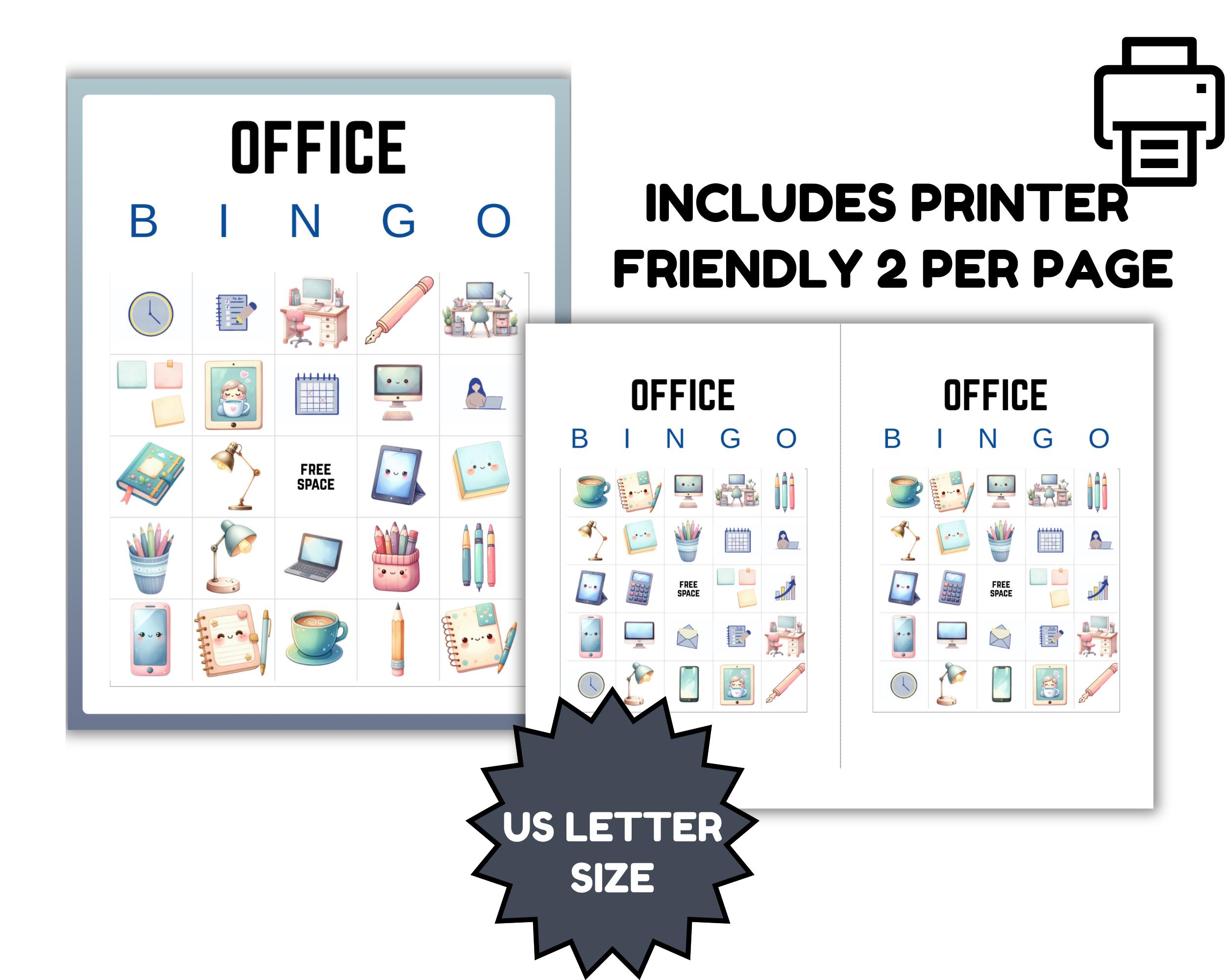Office Bingo Game: 30 Printable Cards, Workplace, Employee, Team ...