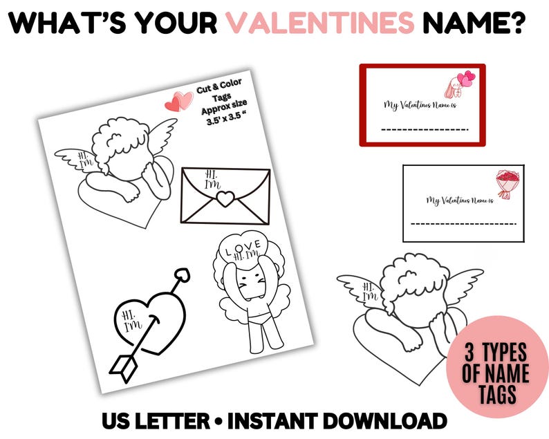 What's Your Valentine Name Game, NAME TAGS + SIGN, Valentine Activity ...