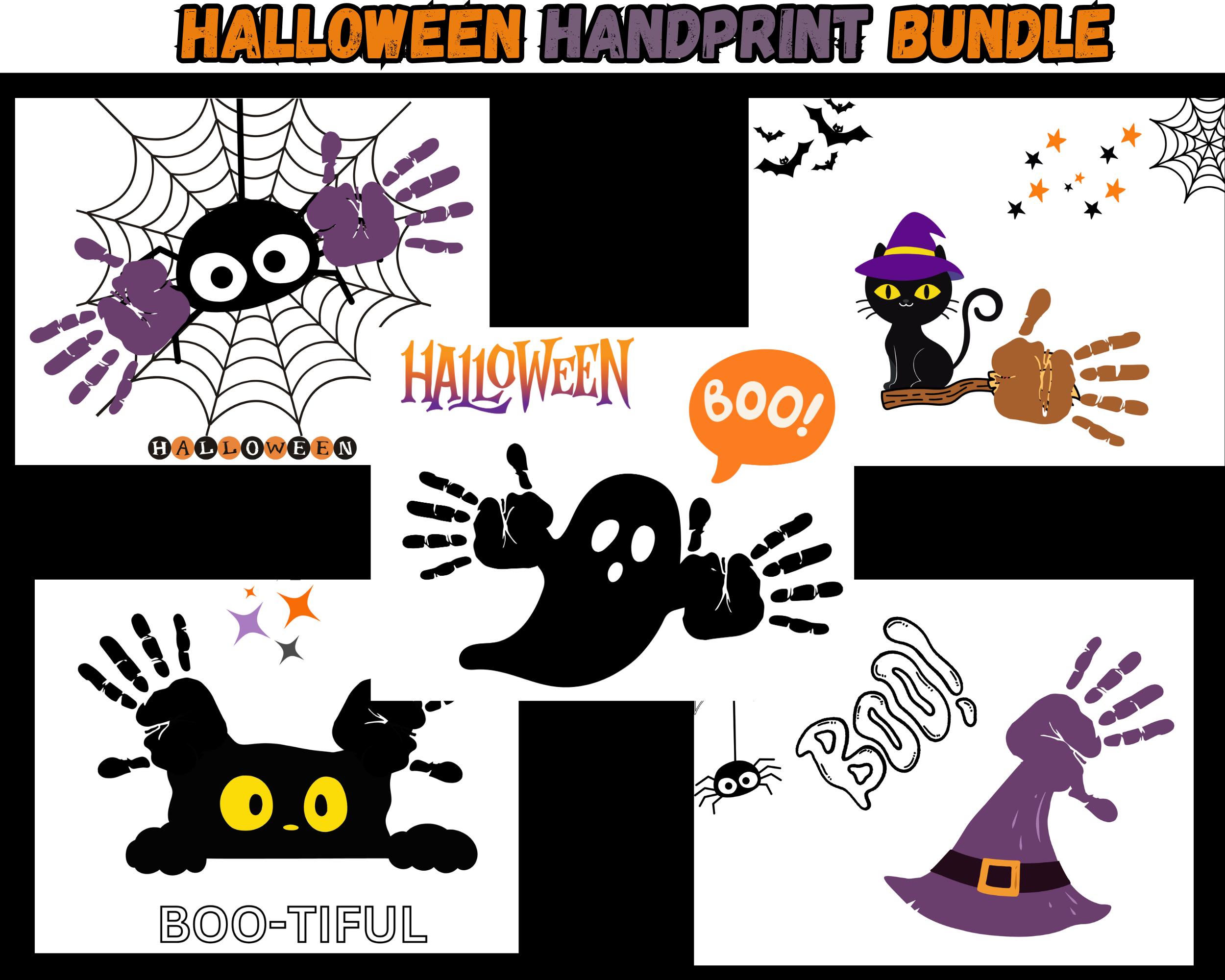 Halloween Handprint Art Bundle, Halloween Activity, Daycare Handprint ...