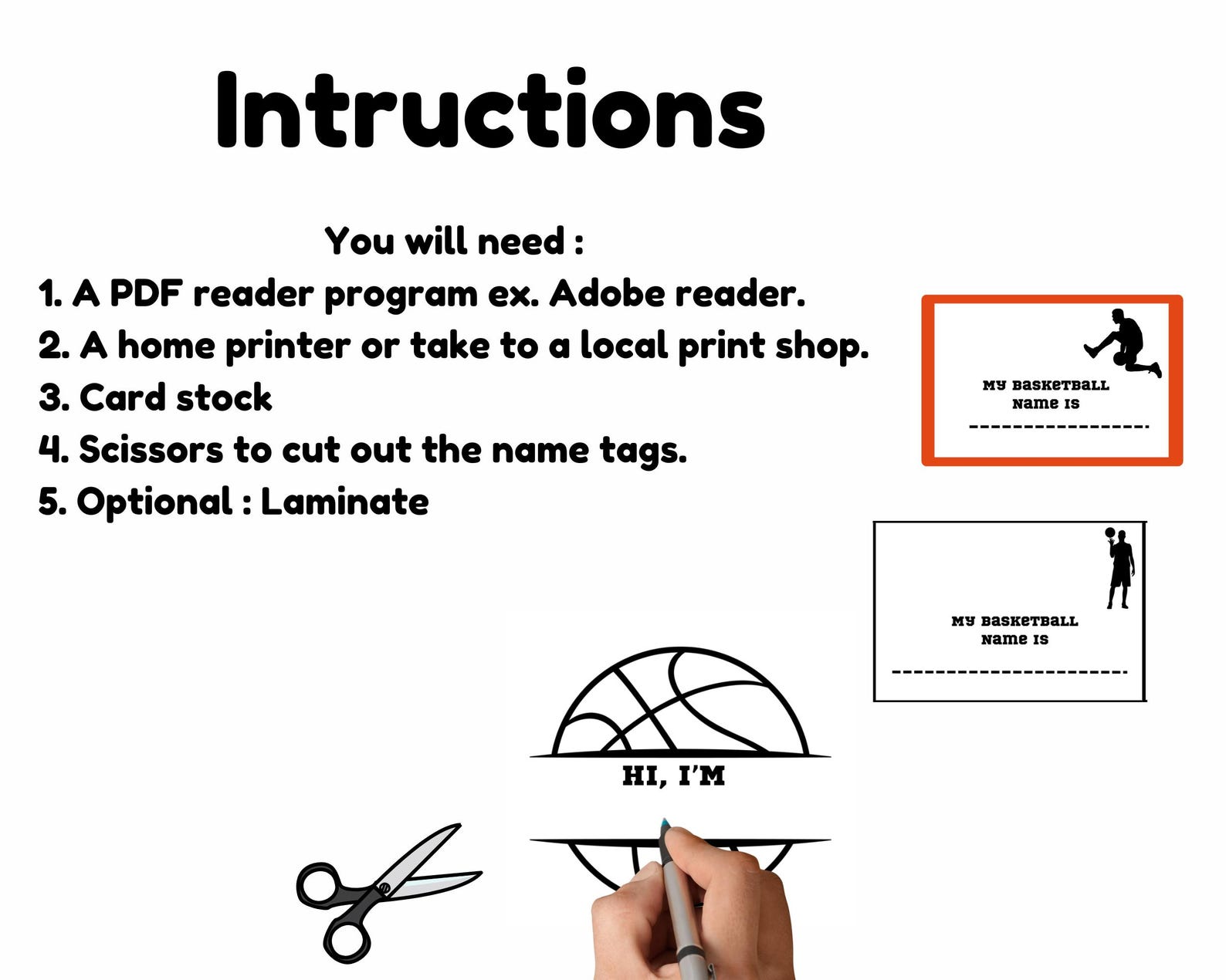 What's Your Basketball Name Game NAME TAGS + Sign, Basketball Birthday ...