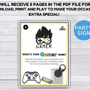 What's Your Gamer Name Game, NAME TAGS + SIGN, Gaming Name Activity ...