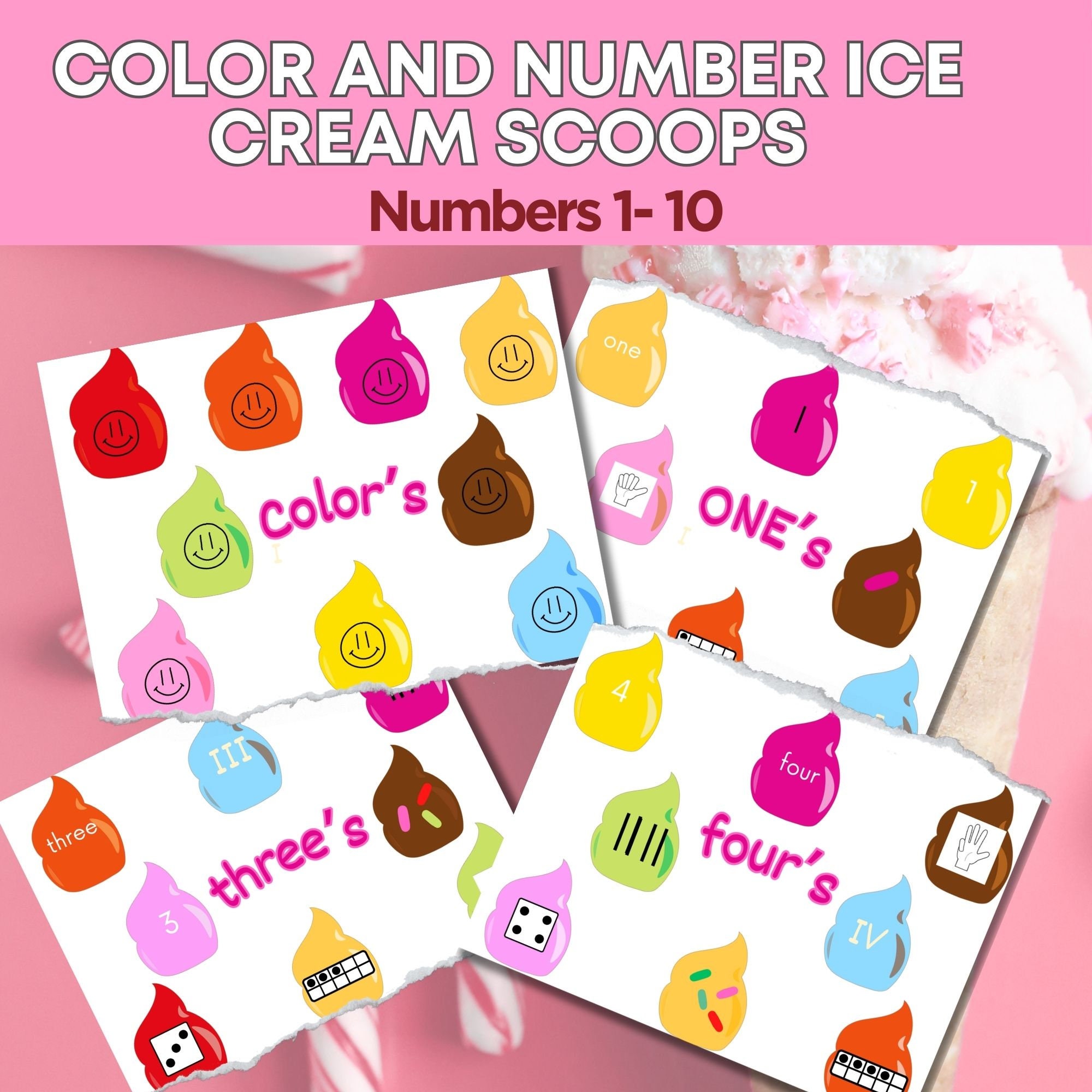Ice Cream Counting Activity, Printable Game for Toddlers and ...