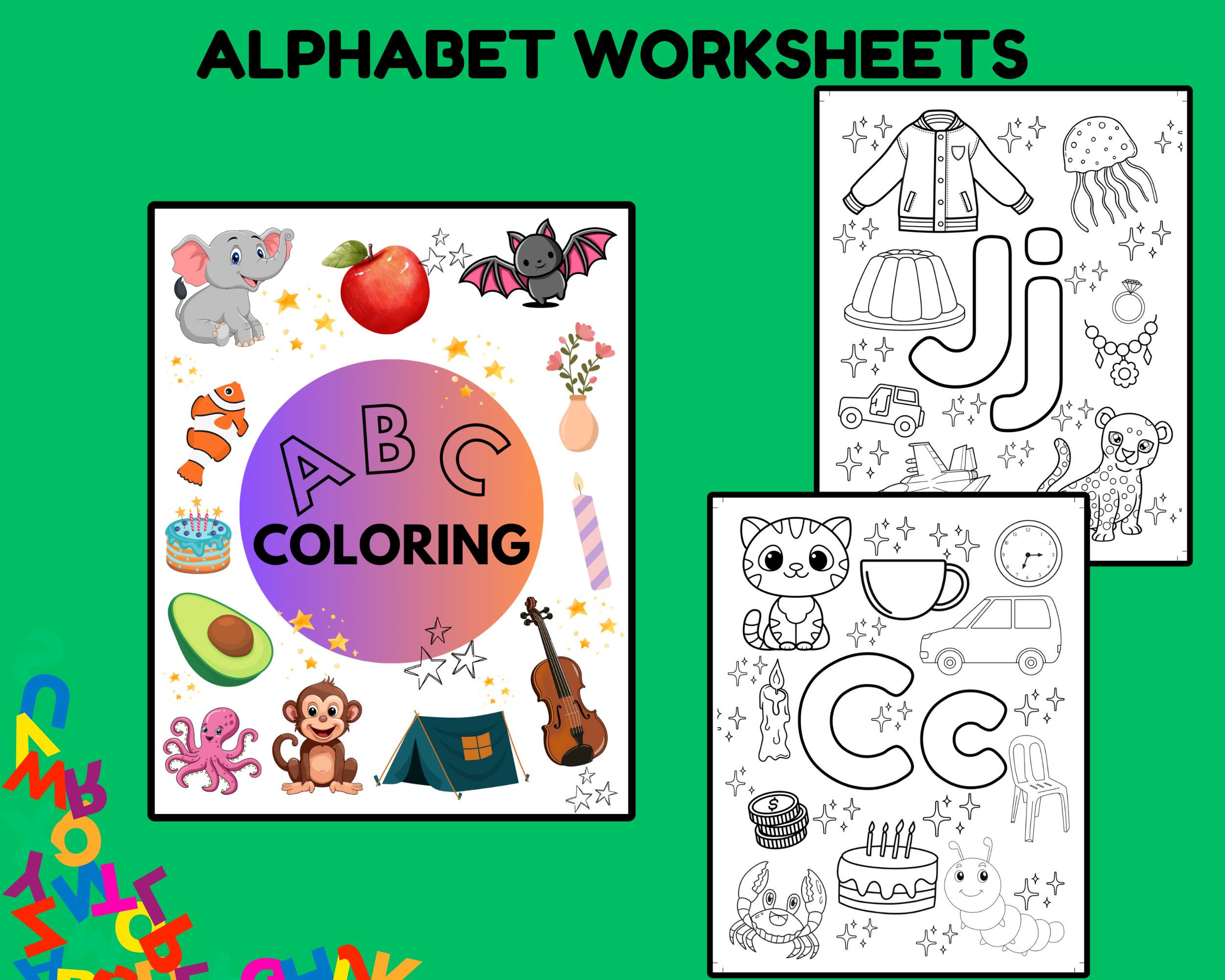 ABC Coloring Book, Preschool Printable Alphabet Pages, Toddlers Busy ...