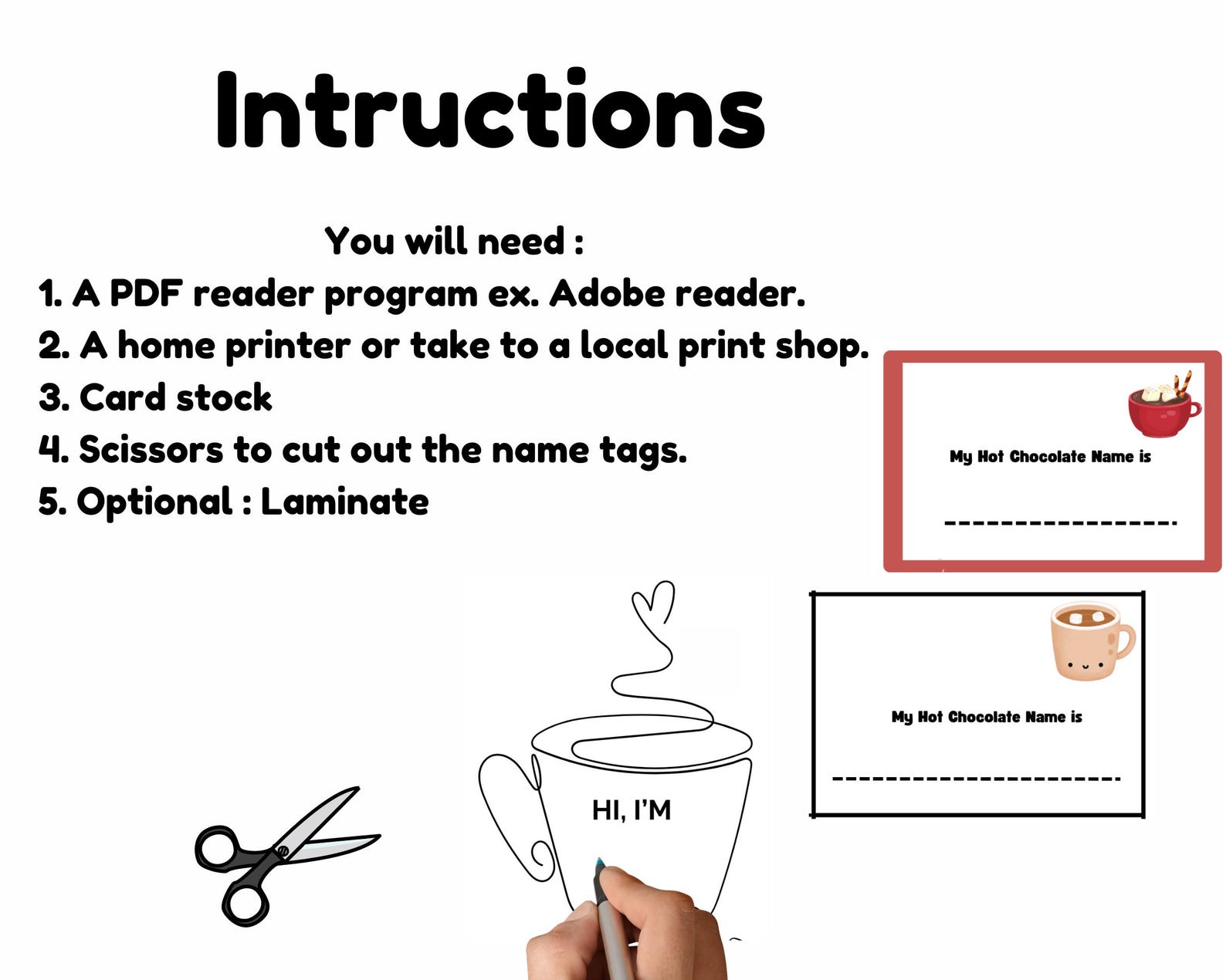 What's Your Hot Chocolate Name Game NAME TAGS + SIGN, Hot Chocolate Bar ...