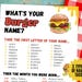 What's Your Burger Name Game NAME TAGS + Sign, BBQ Party, Cookout ...