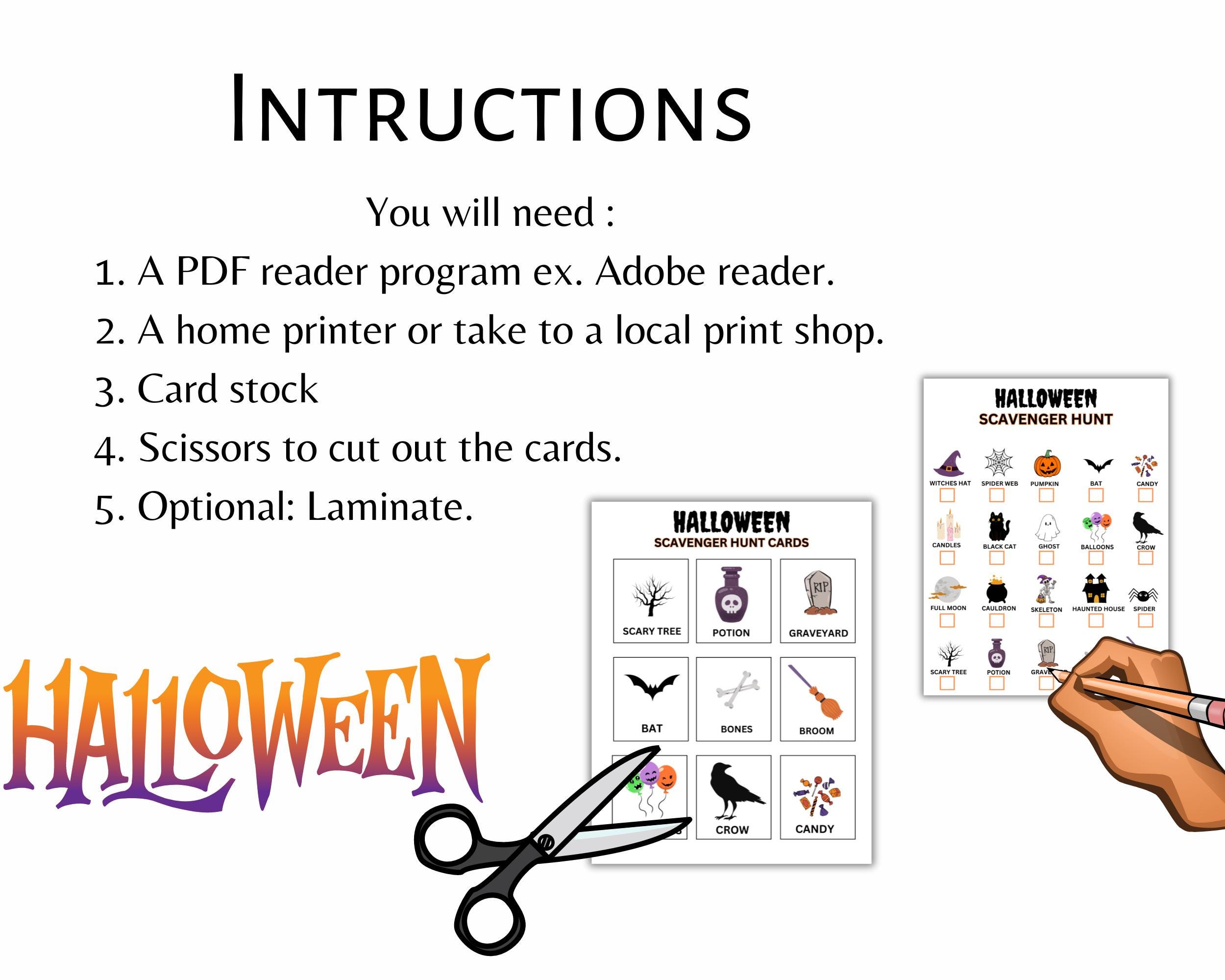 Halloween Scavenger Hunt, Indoor Outdoor Party Games, Printable ...