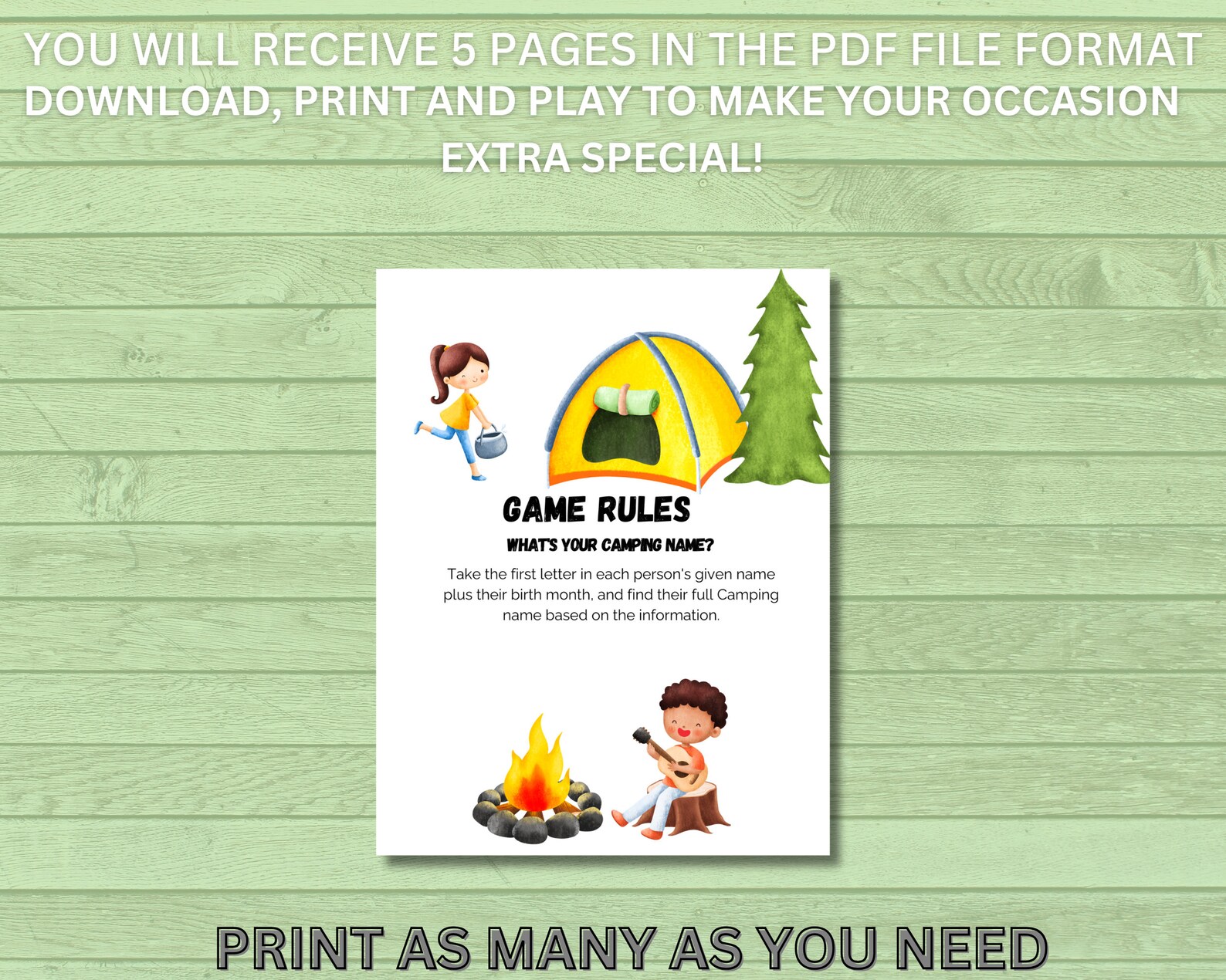 What's Your Camping Name, Camping Game Printable, Name Generator ...