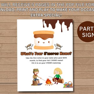 What's Your S'mores Name Game NAME TAGS + SIGN, Smores Bar ...