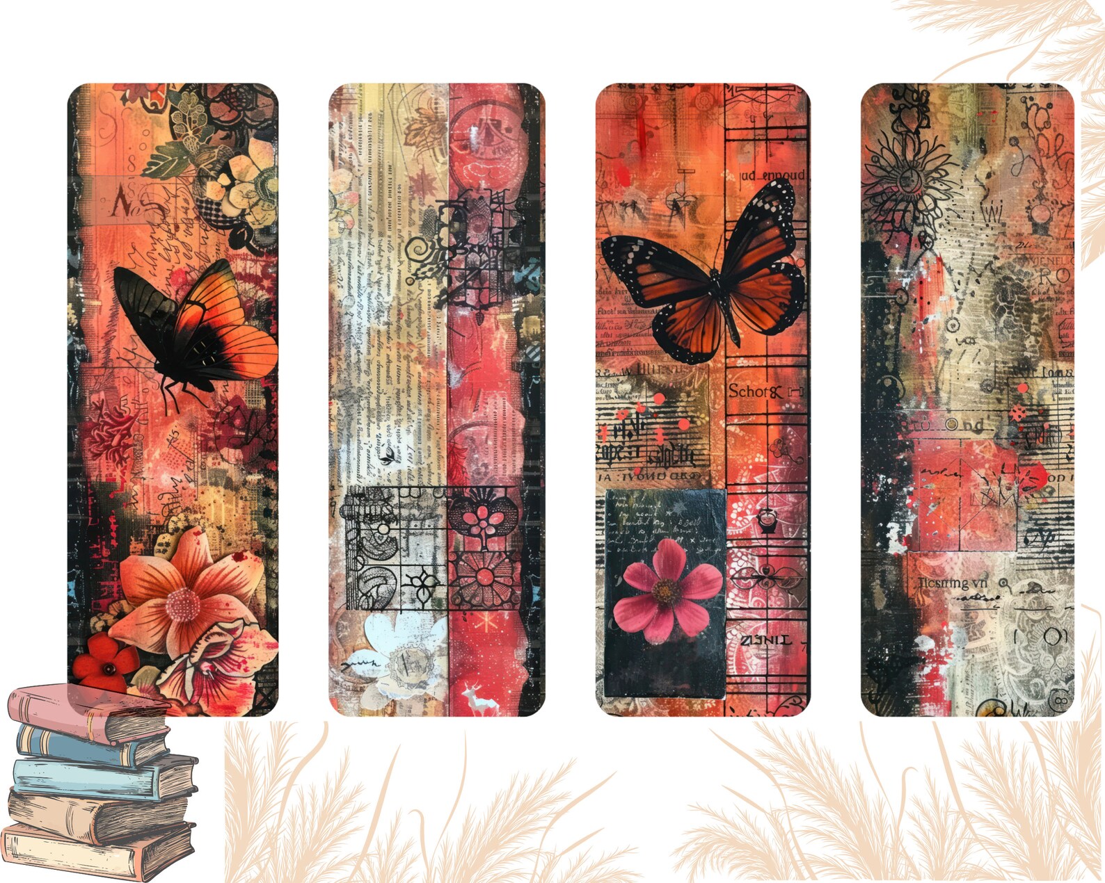 Gothic Bookmarks Printable, 8 Gothic Junk Journal Digital Bookmark ...