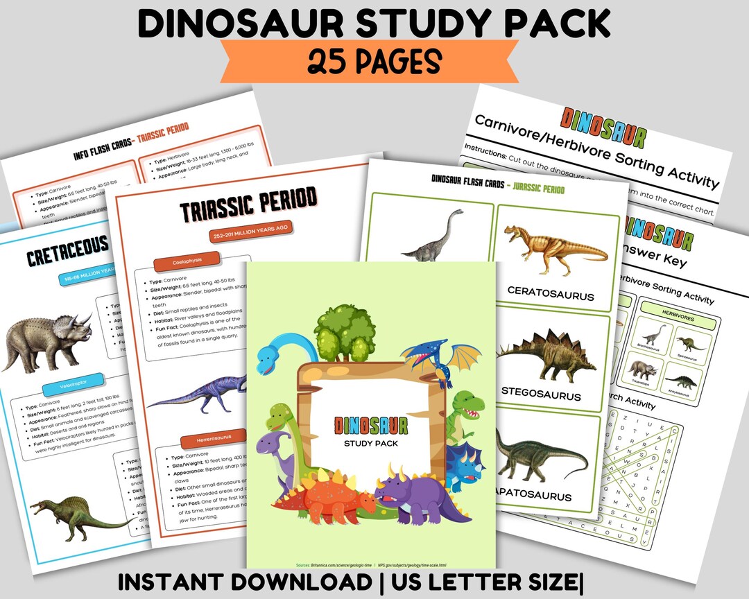 Dinosaur Study Unit Activity Bundle, Fact Sheets, Flashcards, Games ...