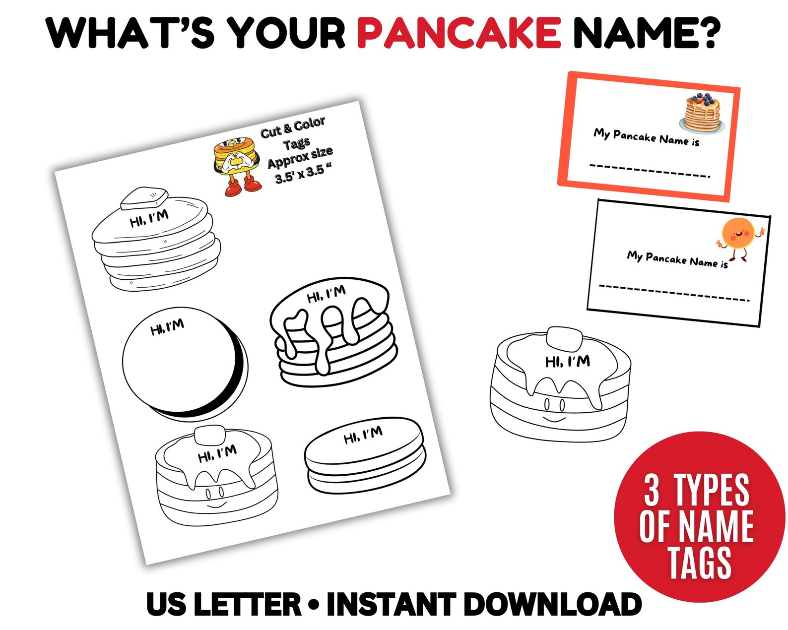 What's Your Pancake Name Game, NAME TAGS + SIGN, Printable, Brunch ...