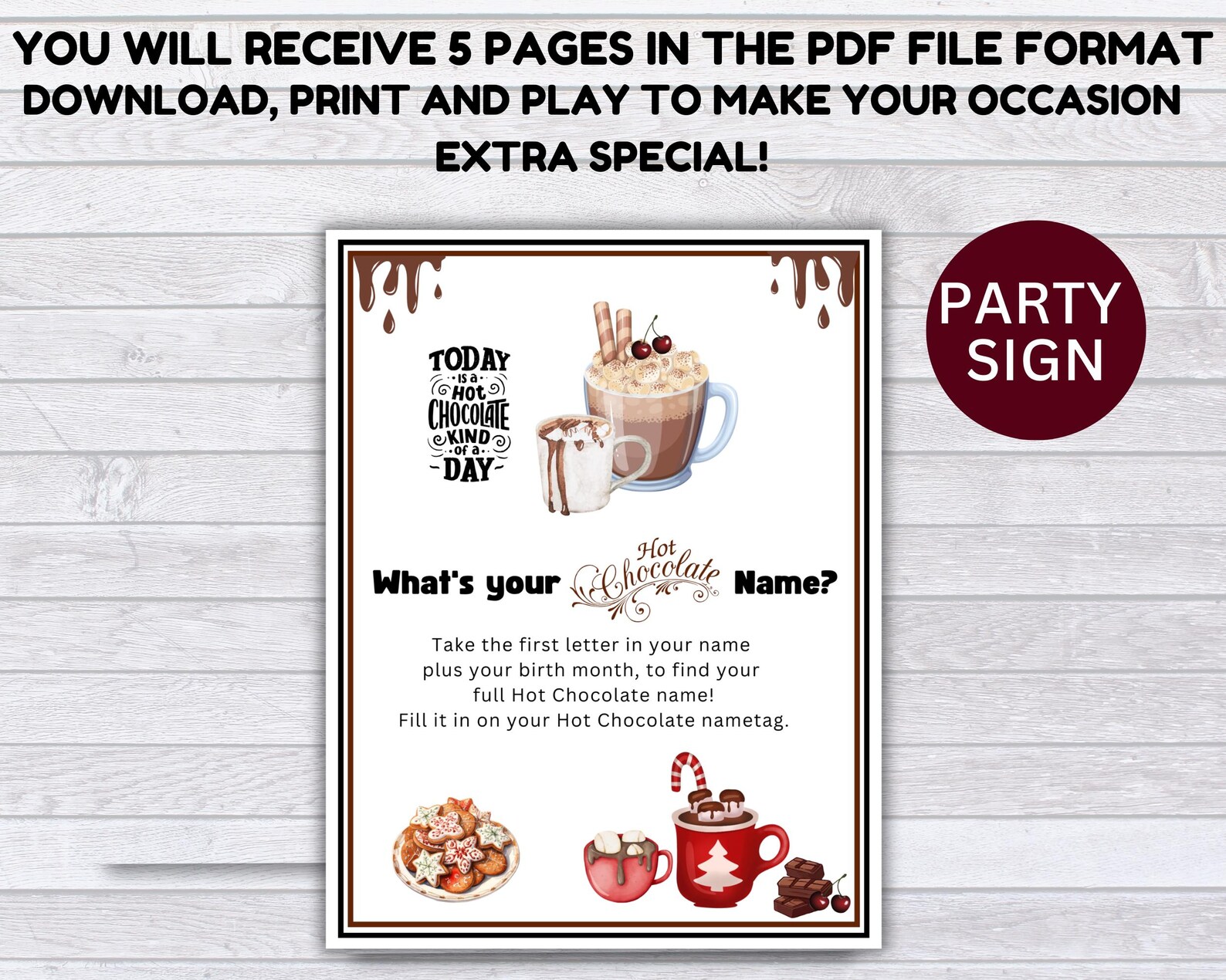 What's Your Hot Chocolate Name Game NAME TAGS + SIGN, Hot Chocolate Bar ...