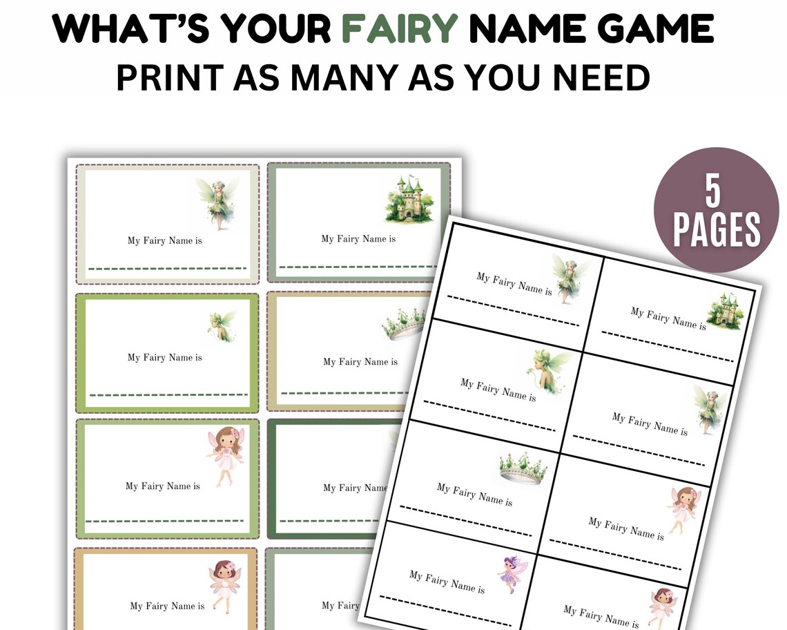 What's Your Fairy Name Game NAME TAGS + SIGN, Enchanted Fairy Forest ...
