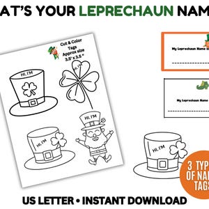 What's Your Leprechaun Name Game NAME TAGS + SIGN, Irish Trivia Party ...