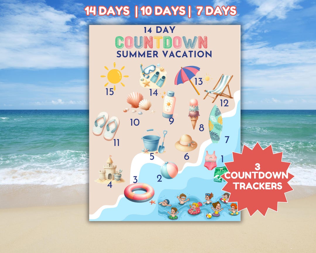 Summer Vacation Countdown for Kids, Printable Countdown Calendar ...