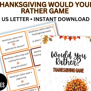 Thanksgiving Would You Rather Game, This or That, Family Games ...