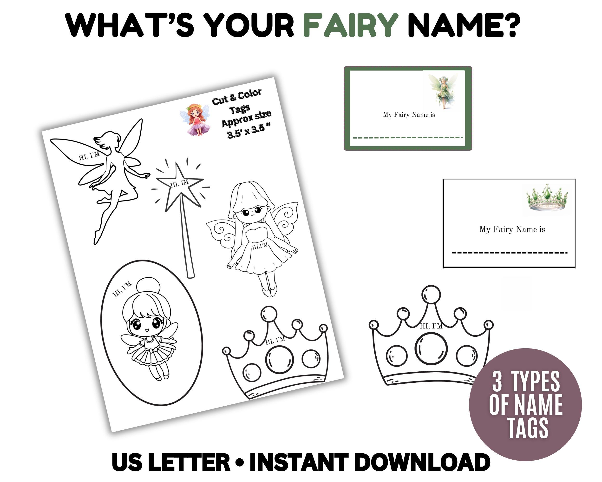 What's Your Fairy Name Game NAME TAGS + SIGN, Enchanted Fairy Forest ...