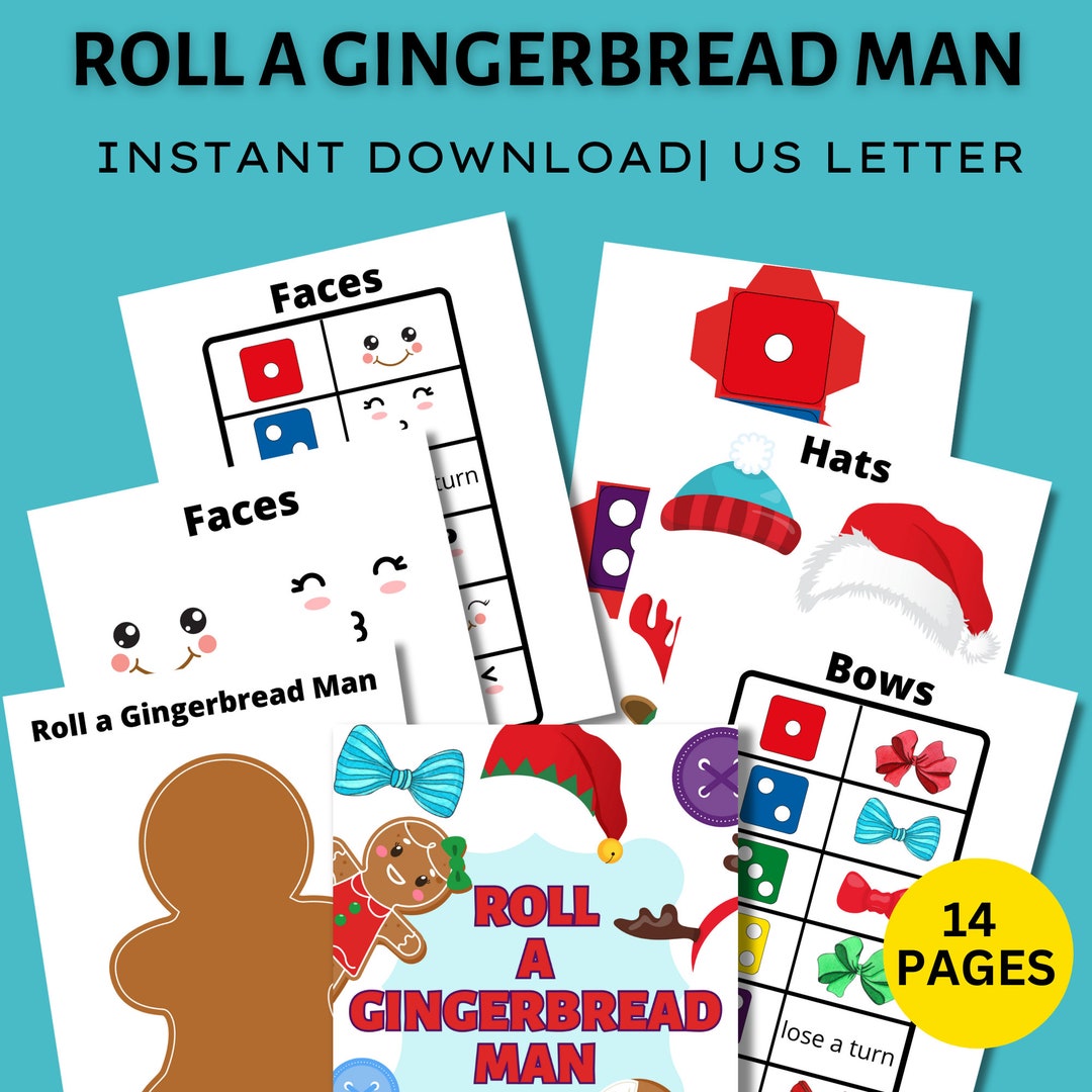 Roll A Gingerbread Man Dice Game Christmas Party Game Xmas - Etsy