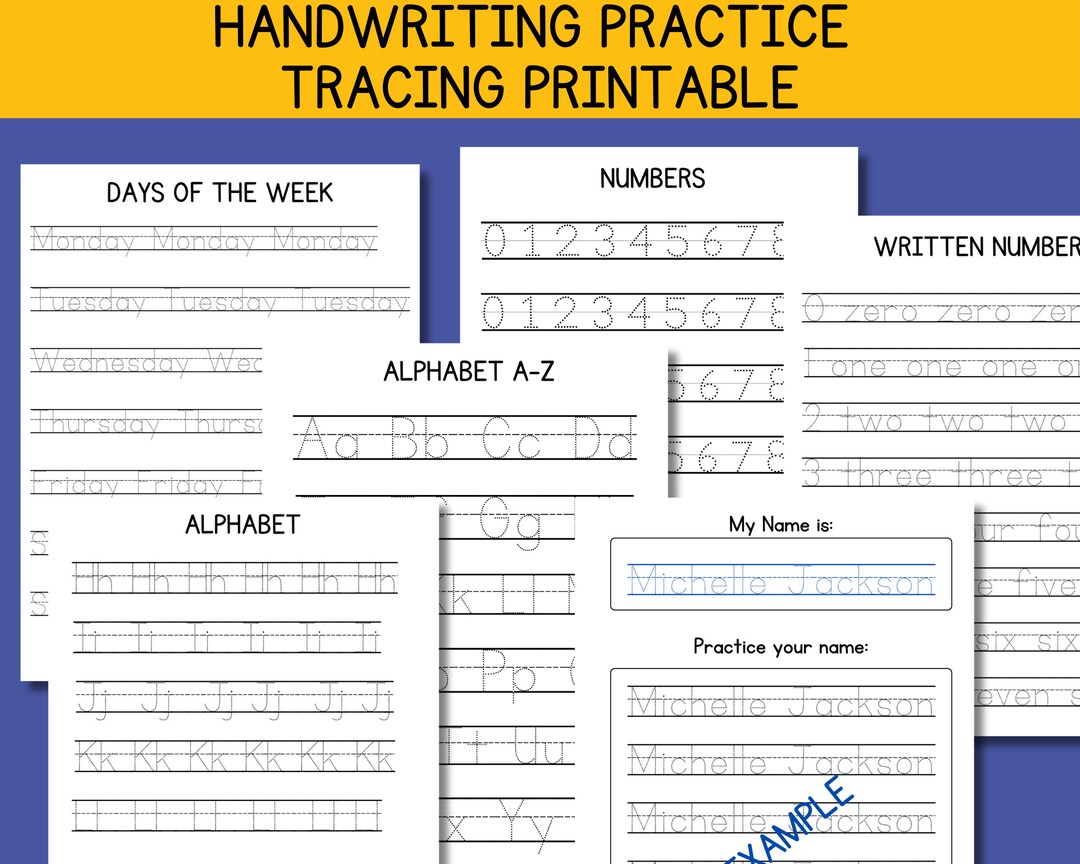 Handwriting Practice Tracing Printable, Alphabet & Number Tracing Sheet ...