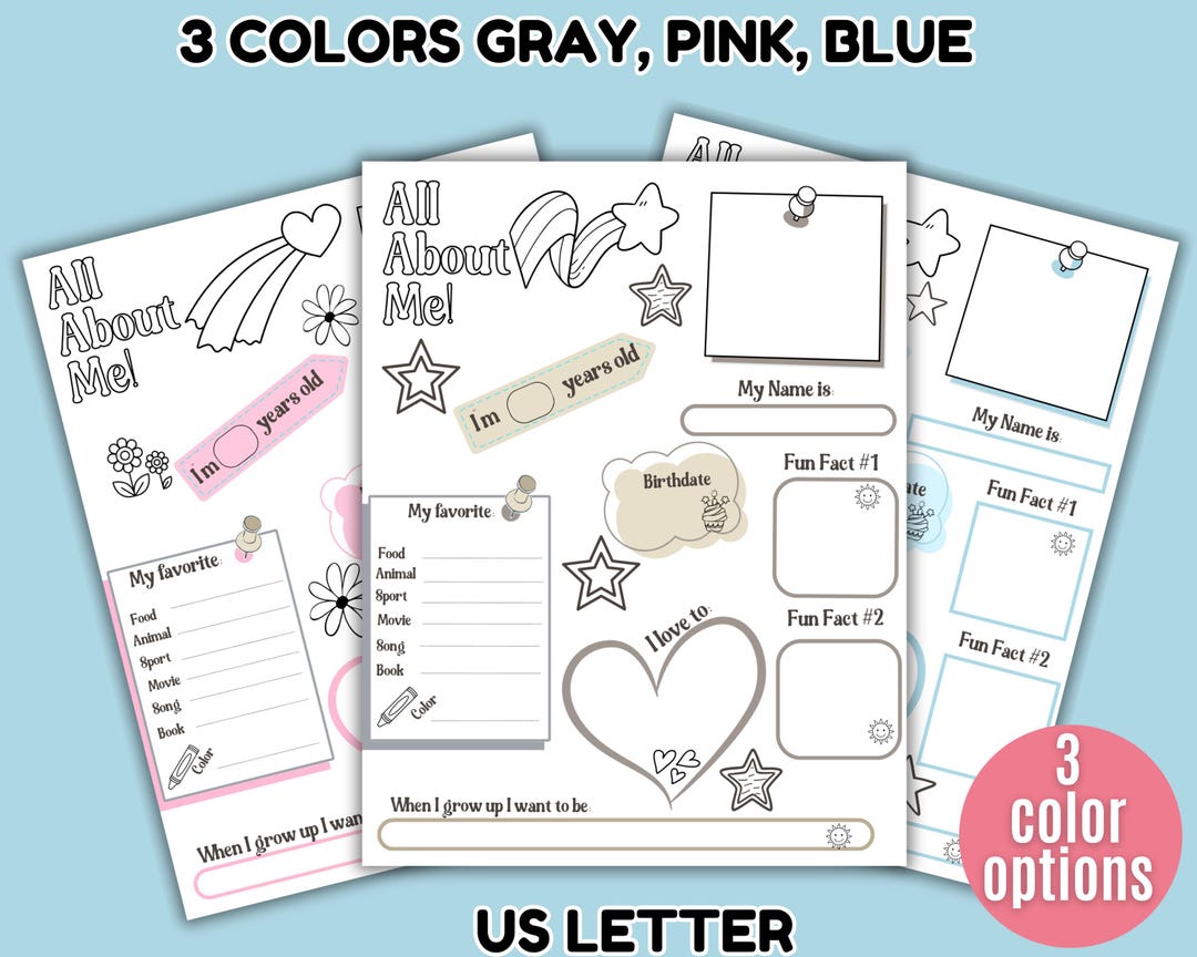 All About Me Forms, Get to Know Me Printable Poster, Back to School ...