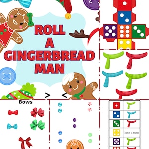 Rolling Dice Game, Roll A Gingerbread Man, Kids DIY Art Activity ...